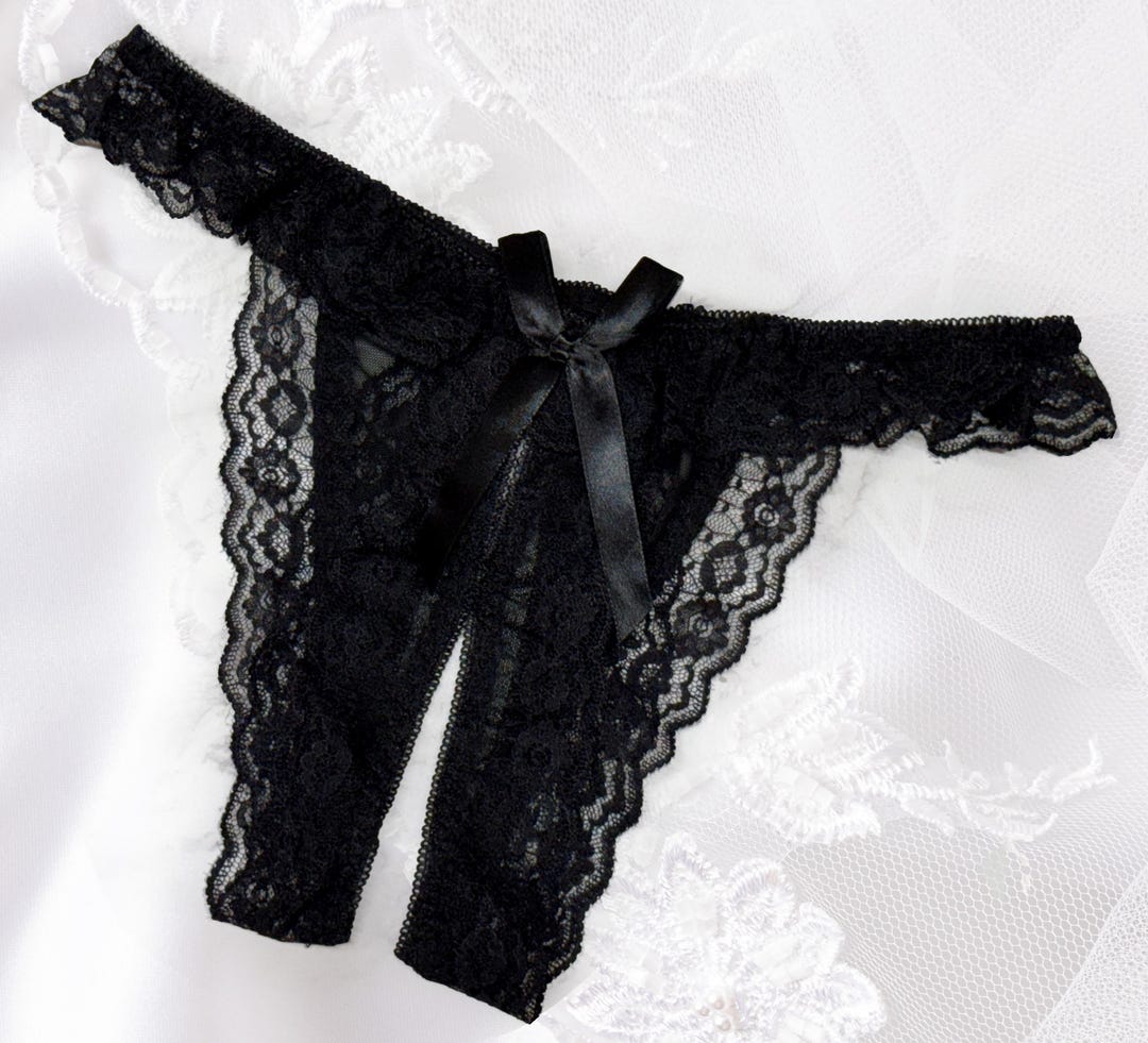 Lace Open Crotch Thong: High Waist Sheer Panty - Etsy