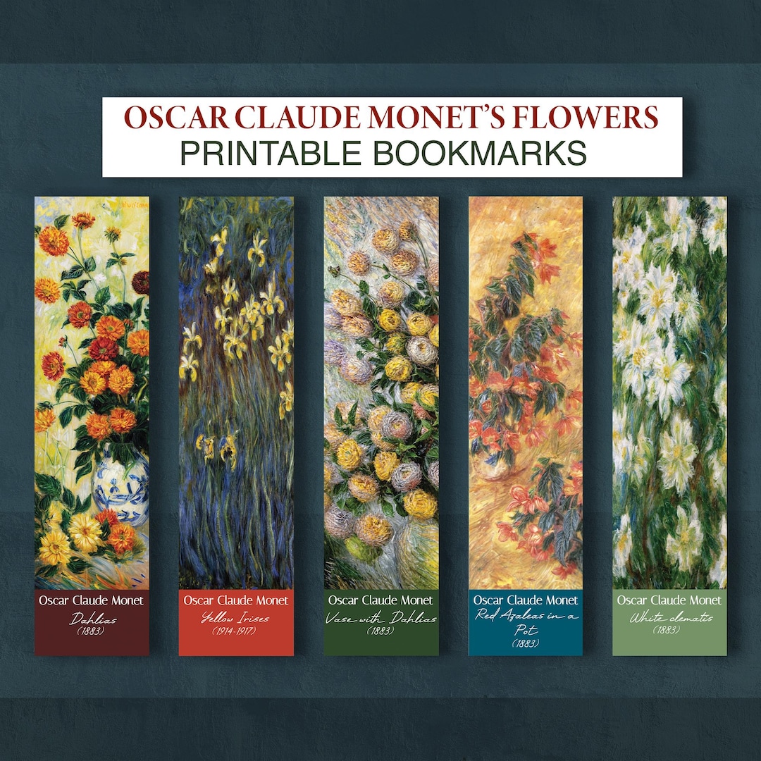 Claude Monet's Printable Bookmarks Digital Bookmark Download Bookmark ...
