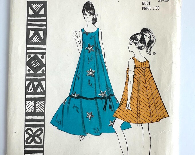 Vintage 1970's Polynesian Pattern 181 Misses Muu Muu Dress Sewing ...