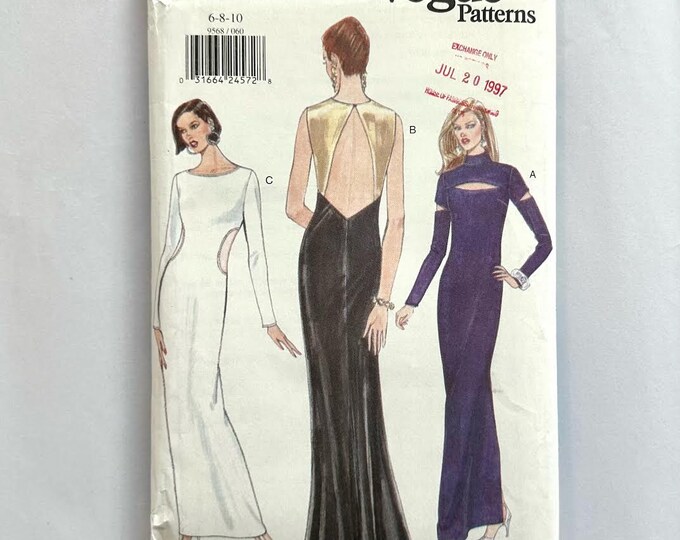 Vogue 9568 Sewing Pattern Long Evening Gown Size 6-10 UNCUT - Etsy