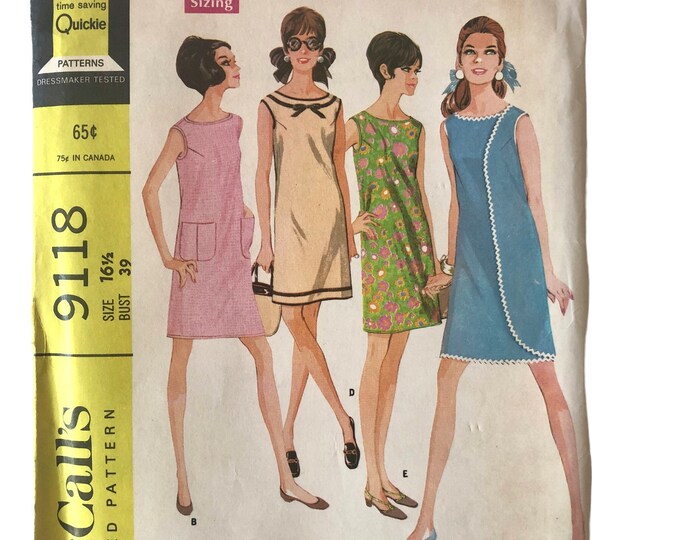 Vintage Mccall's 9118 Wrap Arounder in Six Versions UNCUT Size 16 1/2 ...