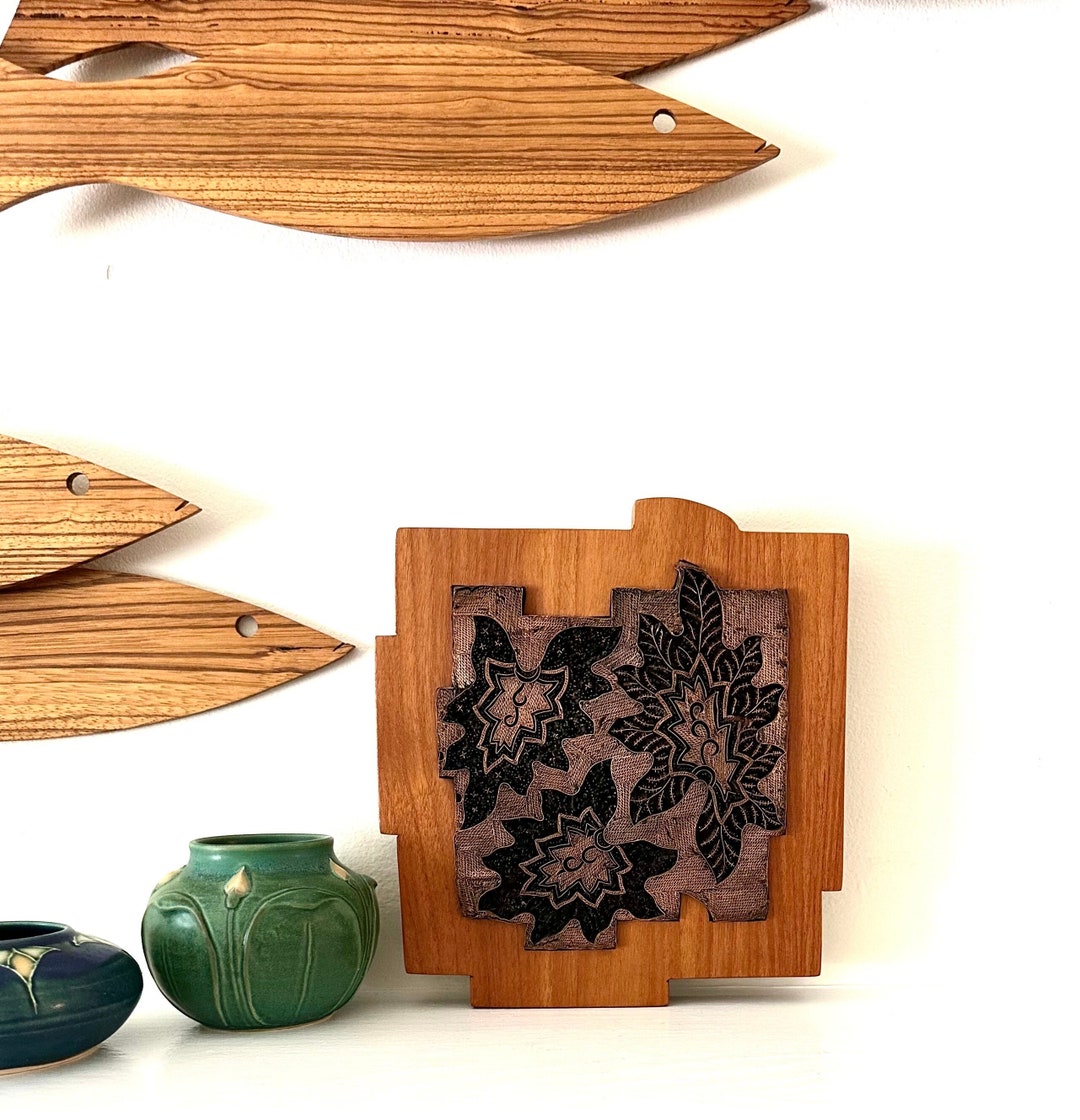 Vintage Indonesian Batik Tjap Copper Printing Block Wood Mount Wall ...