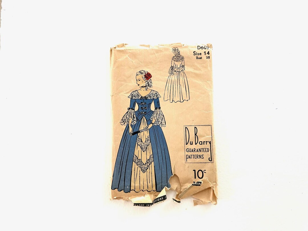 Vintage Du Barry Crinoline Days Gown Dress Sewing Pattern D607 Size 14 ...