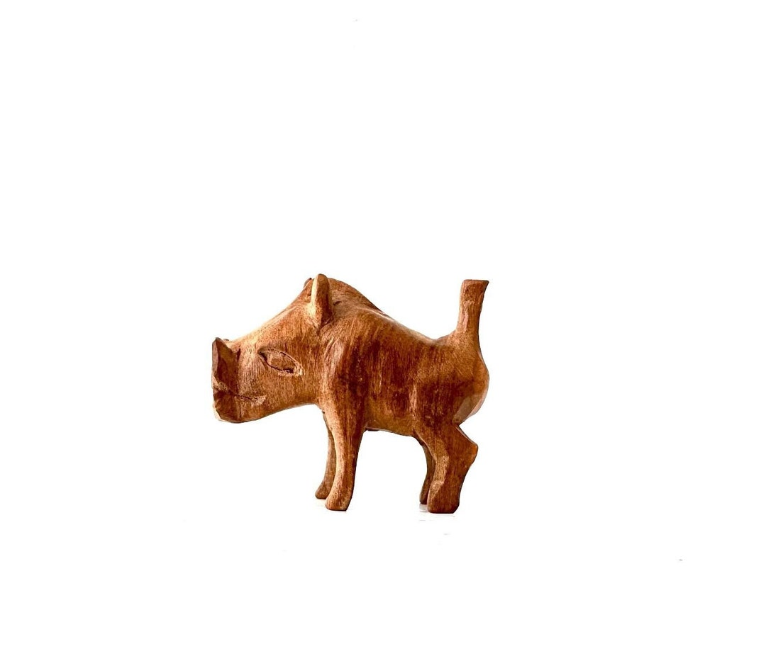 Vintage Hand Carved Miniature Wooden Warthog Figurine - Etsy