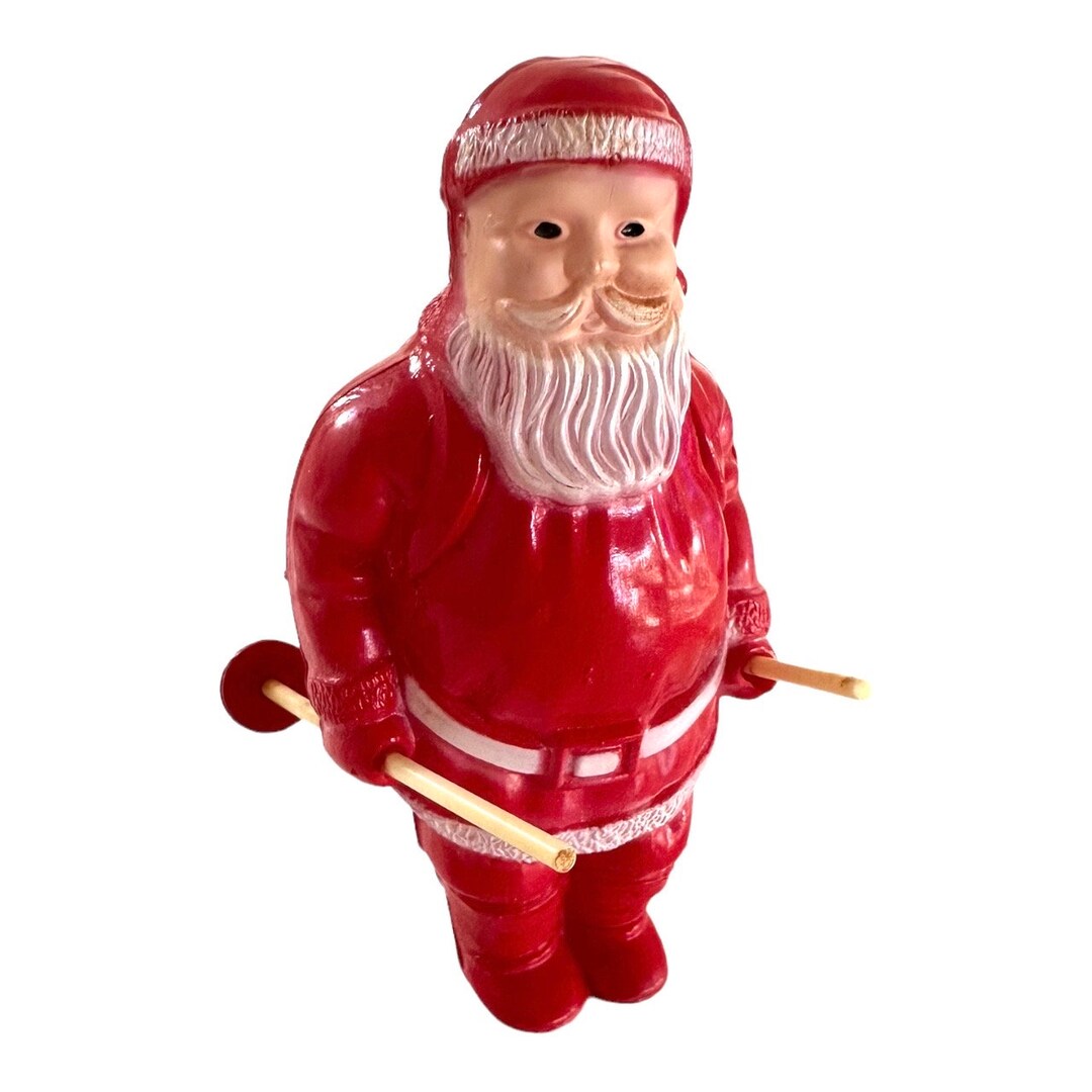 Vintage 1940's Christmas Celluloid Santa Claus With Ski Poles - Etsy