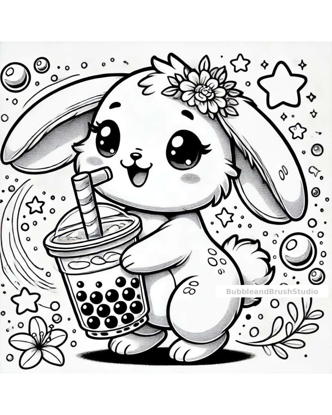 10 Cute Bubble Tea Animals Coloring Pages for Kids, Digital Download ...