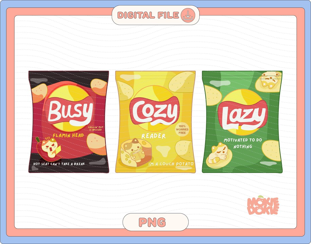 Funny Chips Bookish Quotes PNG Bundle, Snacky Snack Design (digital ...