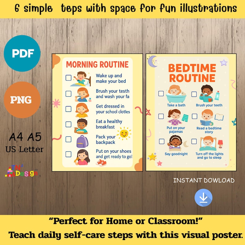 Morning Routine Chart, Editable Routine Charts, Evening Routine Chart ...
