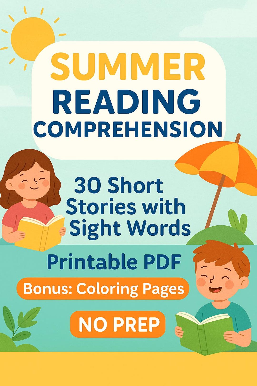 1st Grade Summer Reading Comprehension Worksheets: 30 Stories (PDF ...