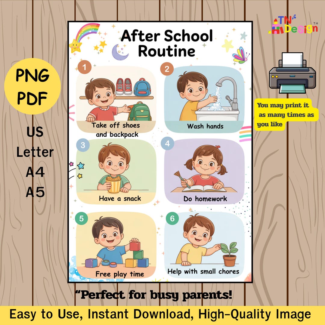 Visual After School Routine Chart: Montessori Style Printable (PDF ...