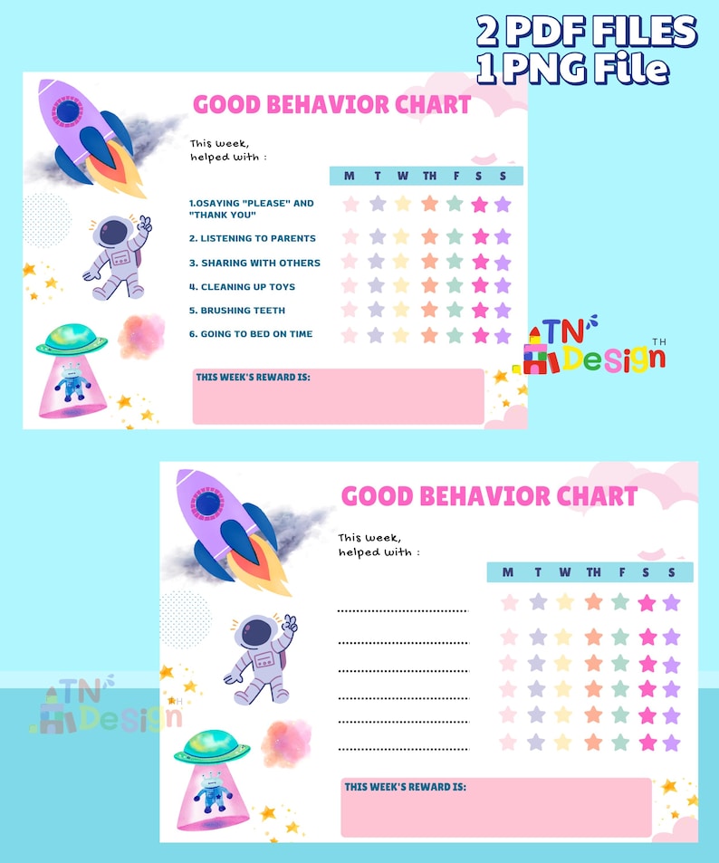 Behavior Reward Chart for Kids | Printable, Editable, Digital PDF ...