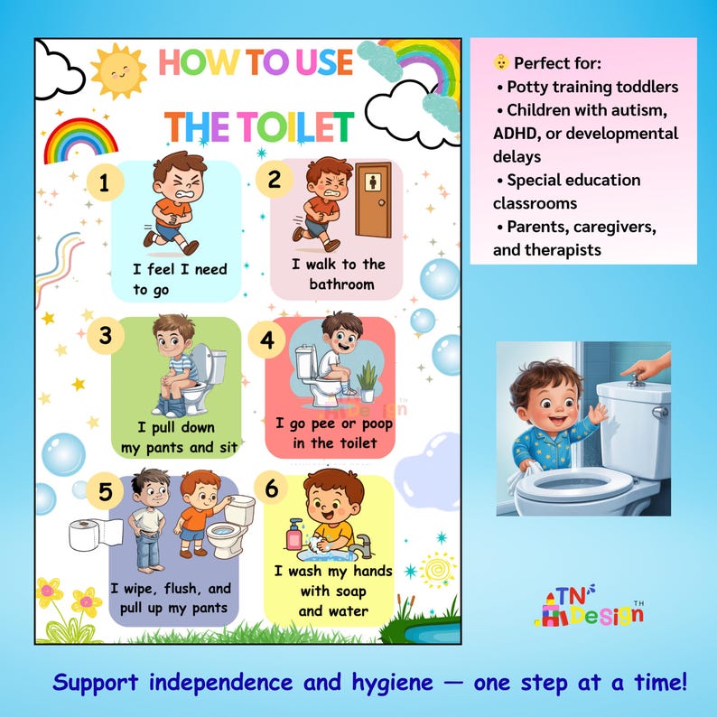 Toilet Training Chart for Kids, How to Use the Toilet Visual Steps ...