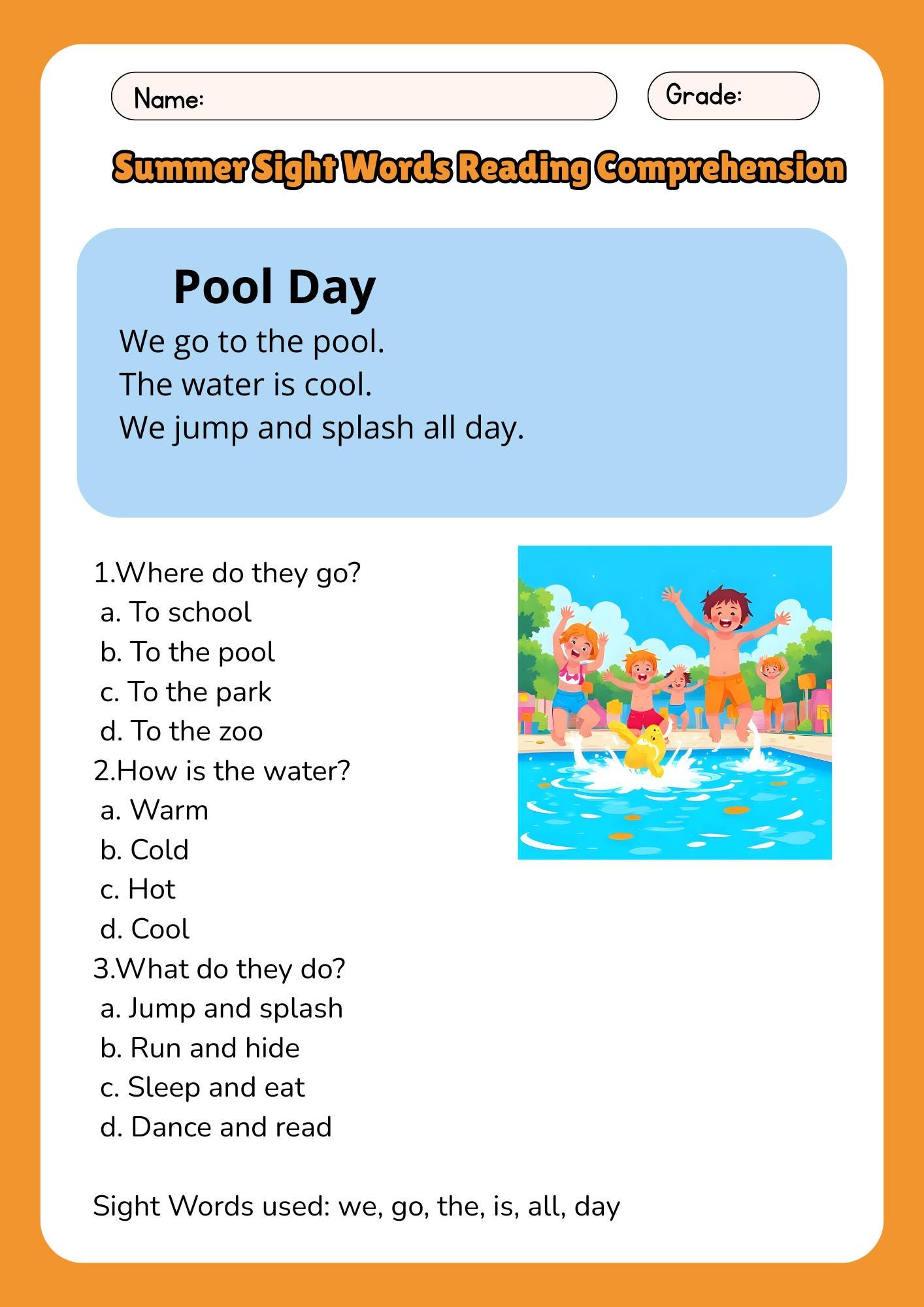 1st Grade Summer Reading Comprehension Worksheets: 30 Stories (PDF ...