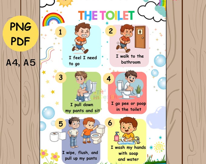 Potty Training Visual Schedule and Reward Chart, Toilet Sequence for ...