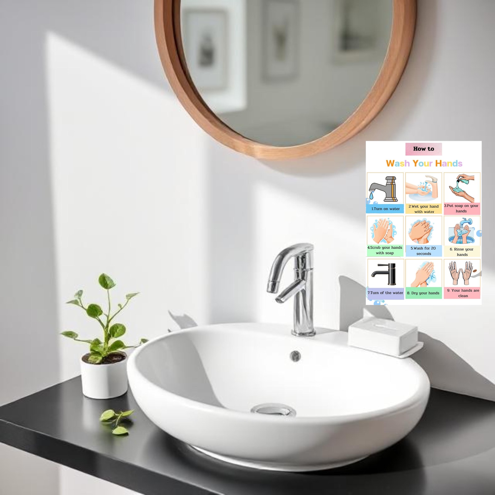 Hand Washing Guide Poster: Step-by-step Hygiene Chart (digital Download ...