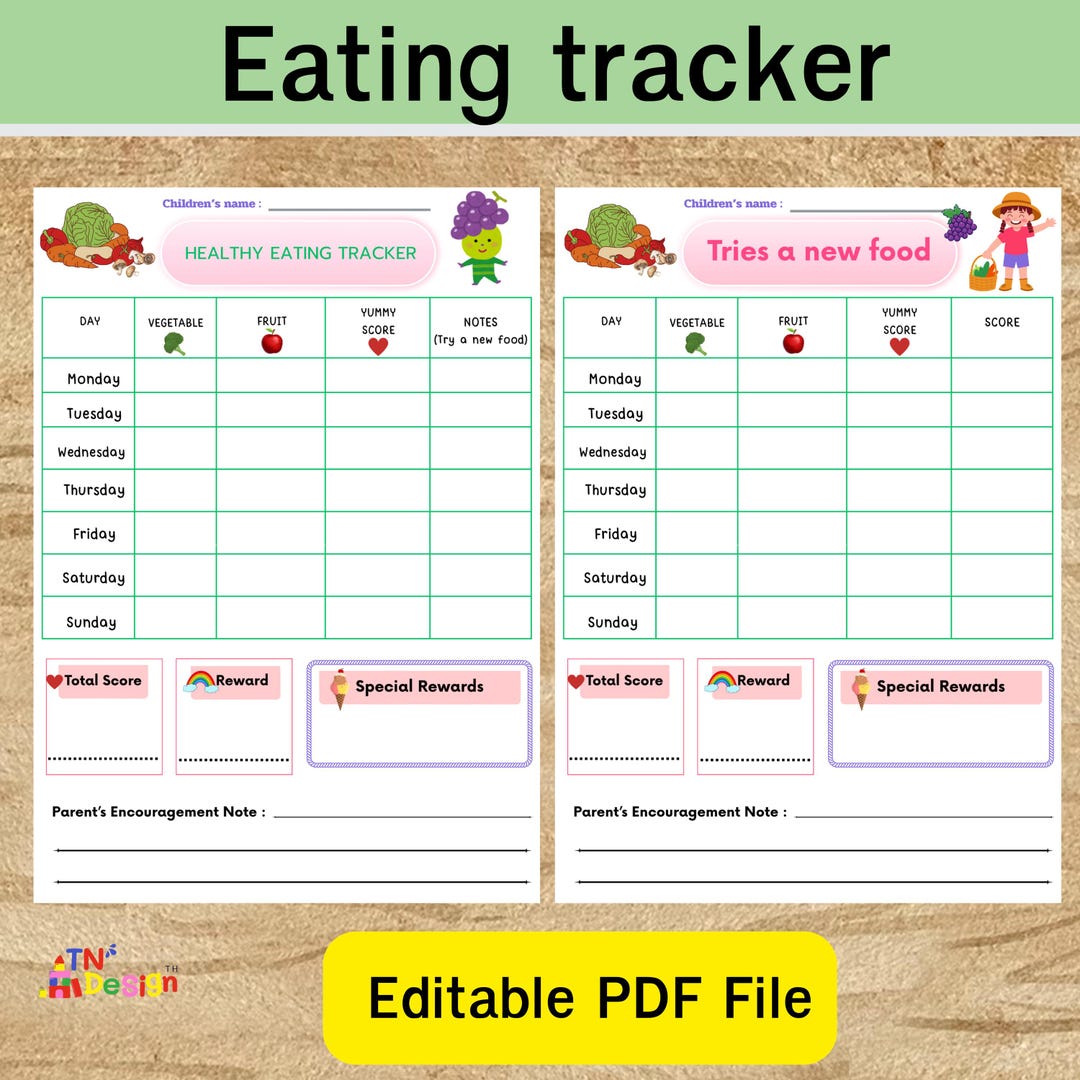 Kids Healthy Eating Tracker: Printable Food Chart (PDF) - Etsy UK
