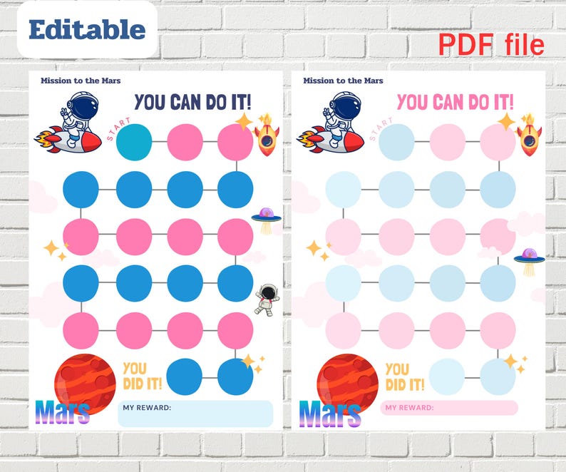 Outer Space Reward Chart,printable Astronaut Behavior Chart,daily Chore ...