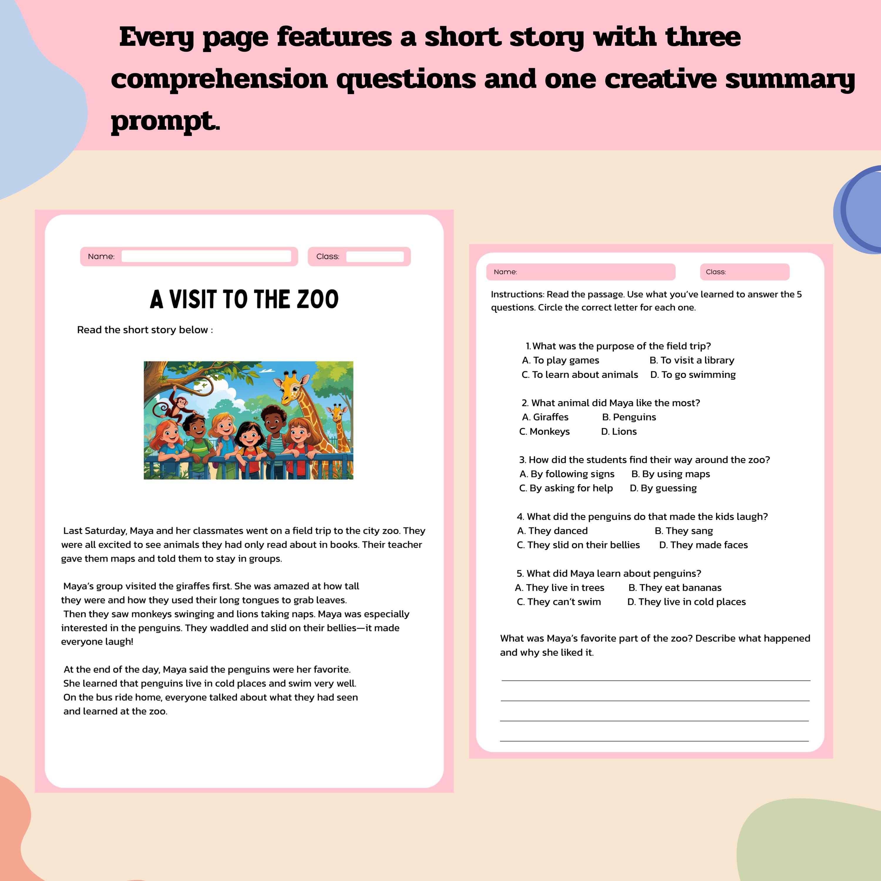 4th Grade Reading Comprehension Worksheets, Literacy Worksheet ...