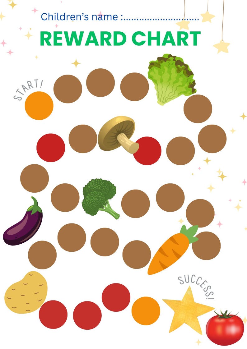 Printable Reward Chart, Veggie Reward Chart, Reward Chart Kids ...
