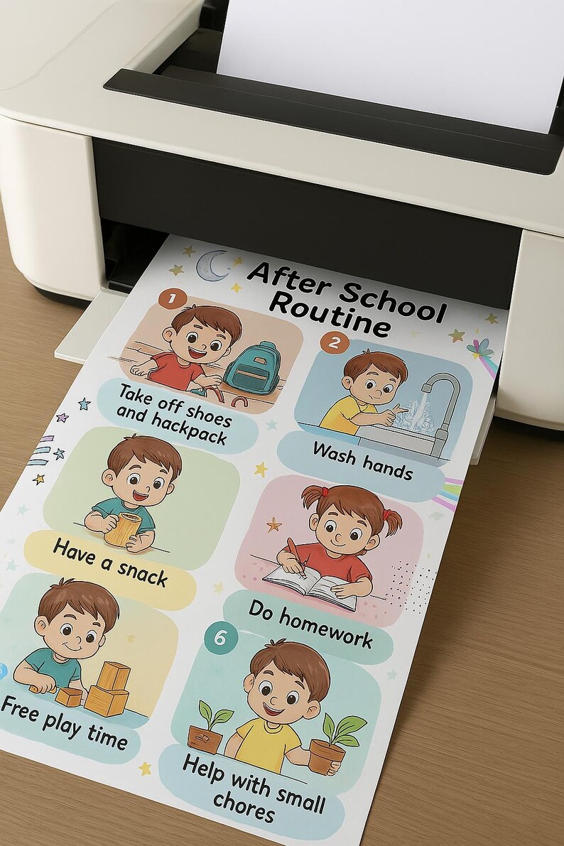 Visual After School Routine Chart: Montessori Style Printable (PDF ...