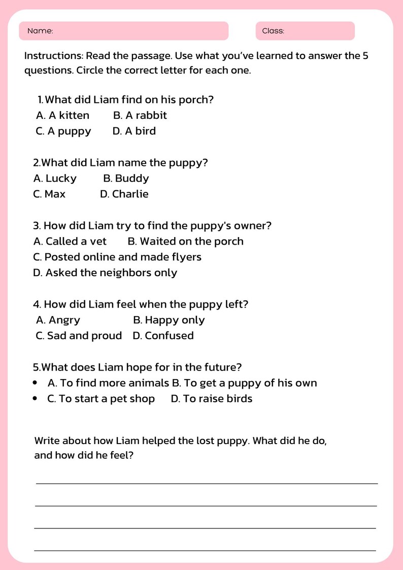 4th Grade Reading Comprehension Worksheets, Literacy Worksheet ...