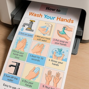 Hand Washing Guide Poster: Step-by-step Hygiene Chart (digital Download ...