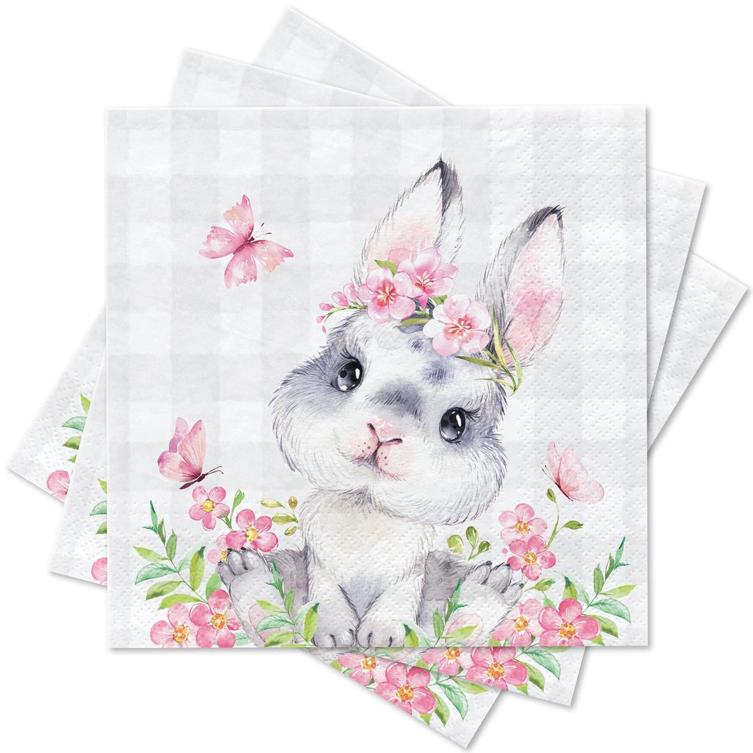 Bunny Paper Napkins, 20pcs - Whimsical Easter Bunny Decor for Cocktail ...