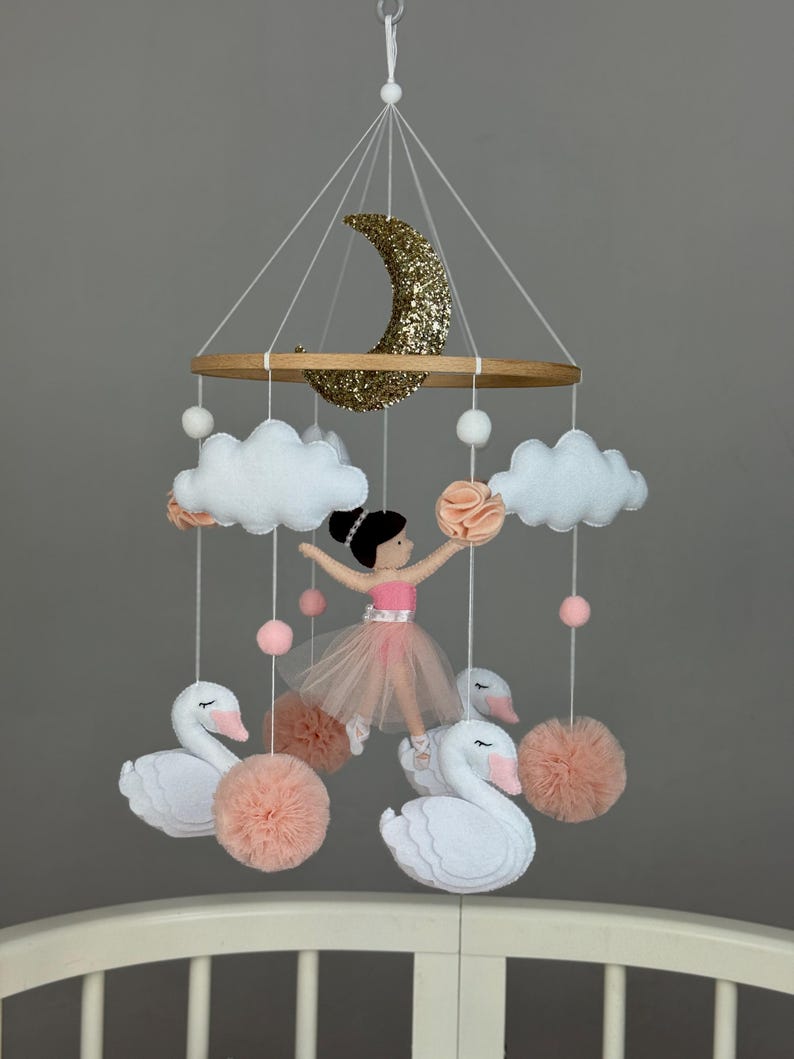 Ballerina Baby Mobile Girl Swan Nursery Decor Ballet Crib Mobile Baby ...