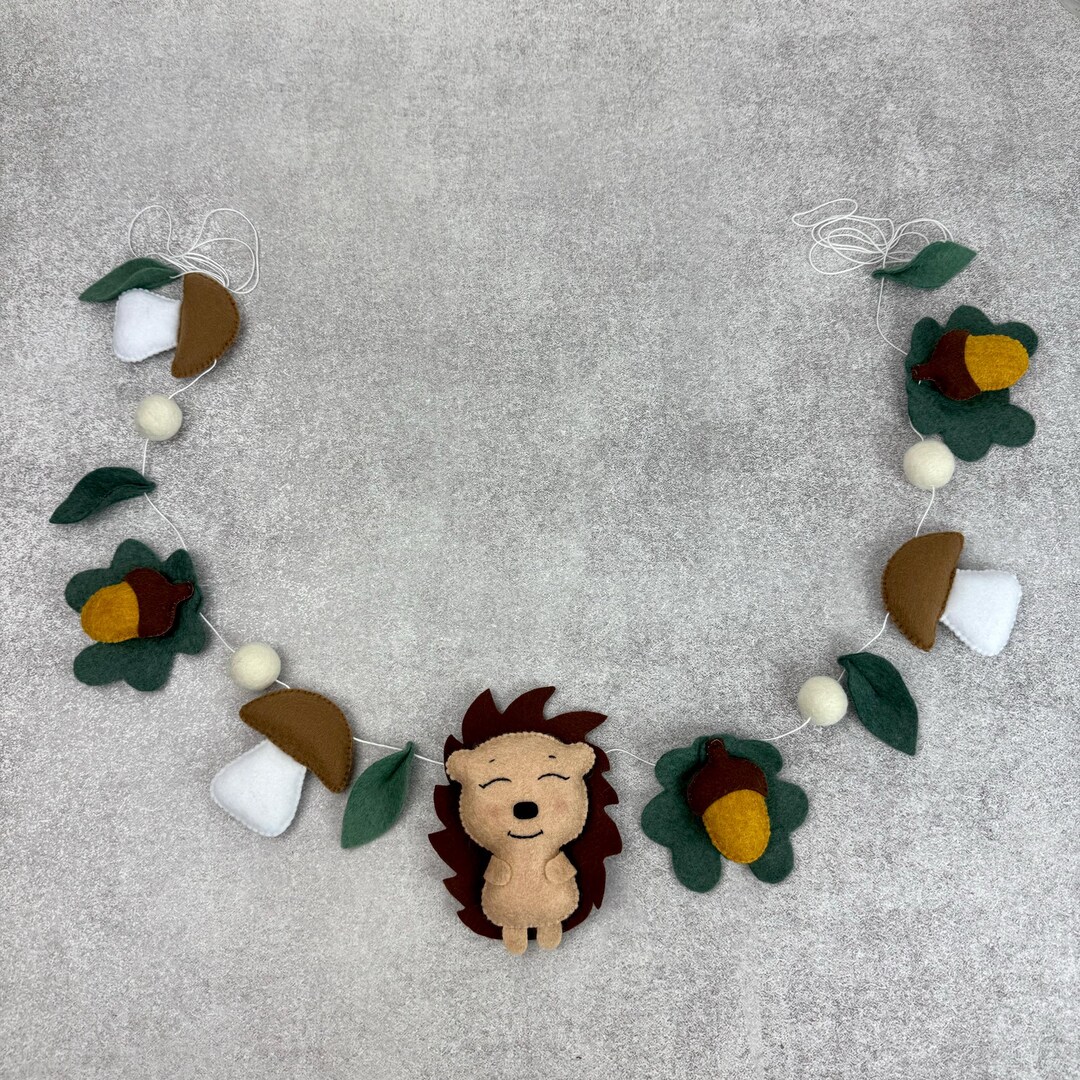 Woodland Felt Garland Woodland Nursery Decor Acorns Neutral Forest ...