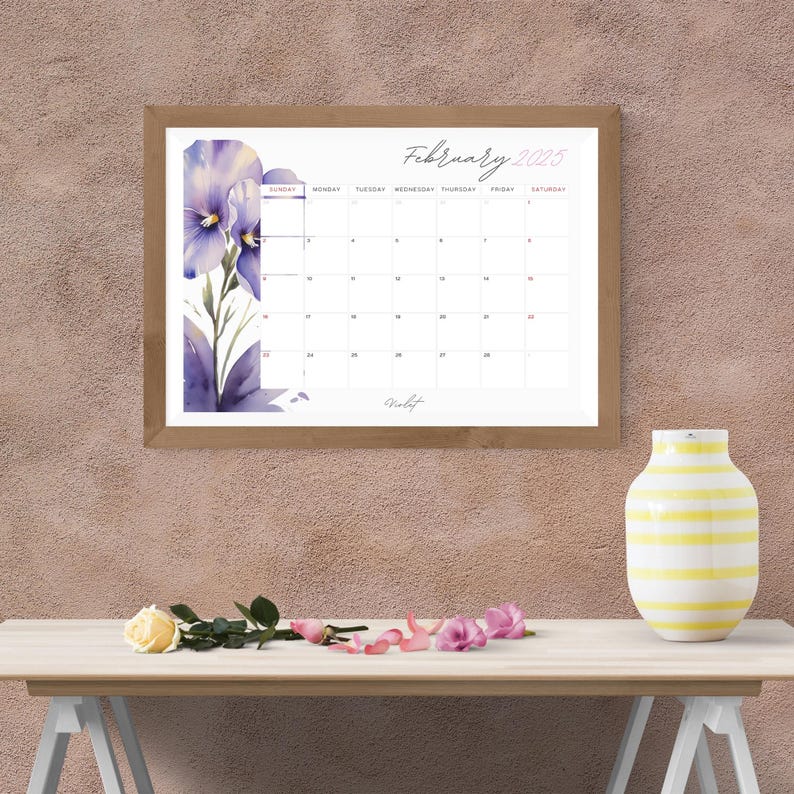 2025 Printable Calendar, A4, Letter Sizes, Watercolor Floral Monthly ...