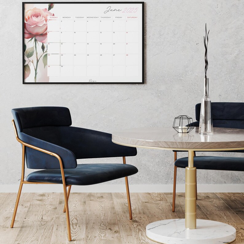 2025 Printable Calendar, A4, Letter Sizes, Watercolor Floral Monthly ...