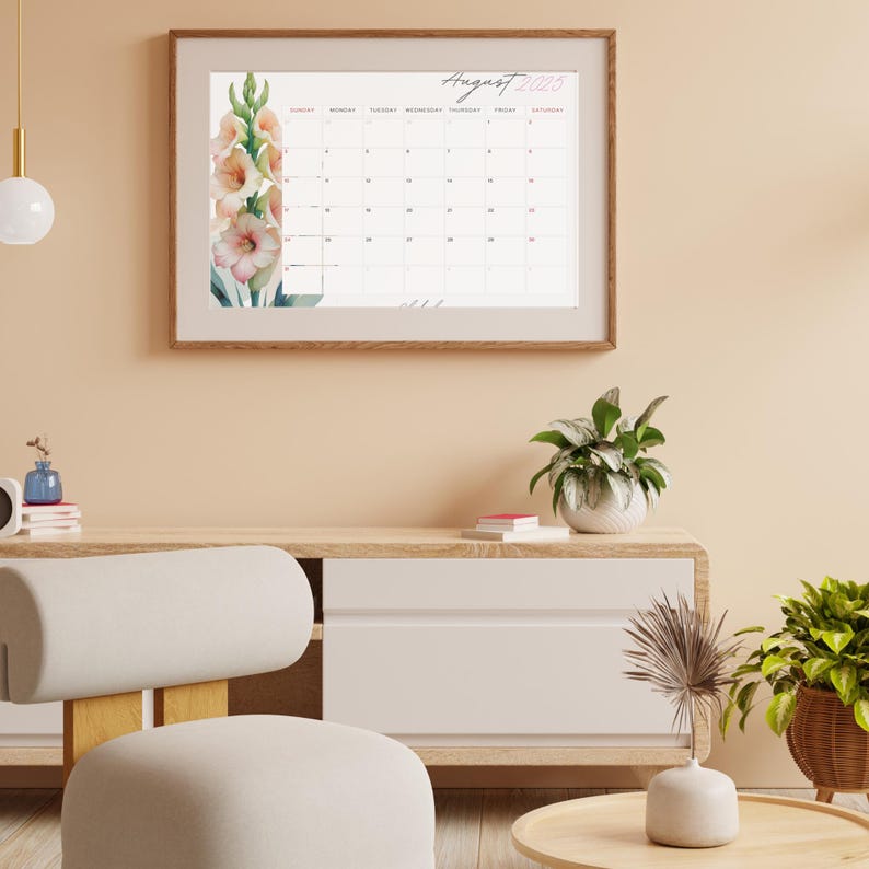 2025 Printable Calendar, A4, Letter Sizes, Watercolor Floral Monthly ...