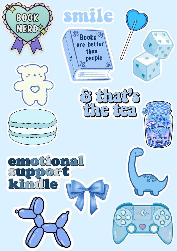 PRINTABLE Blue Kindle Insert Digital Print Kindle Stickers E-reader ...