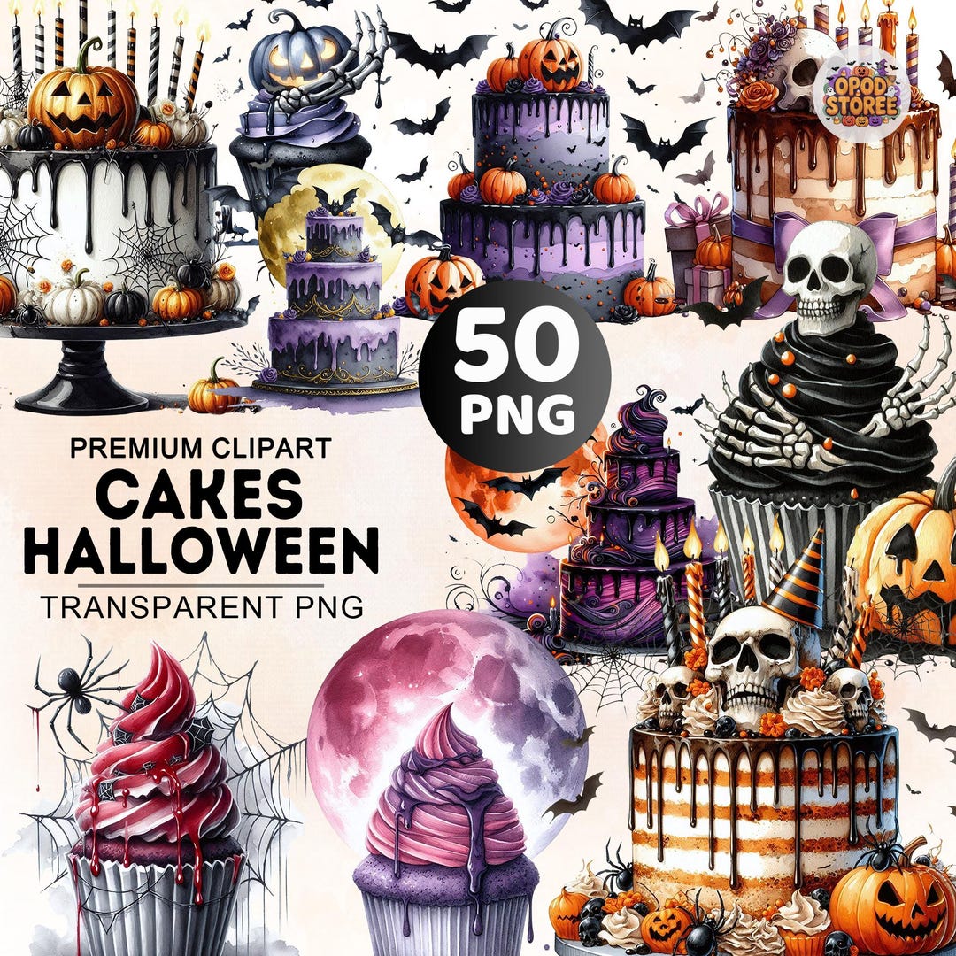 50+ Halloween Cupcakes Clipart Bundle, Junk Journal Png, Cakes ...