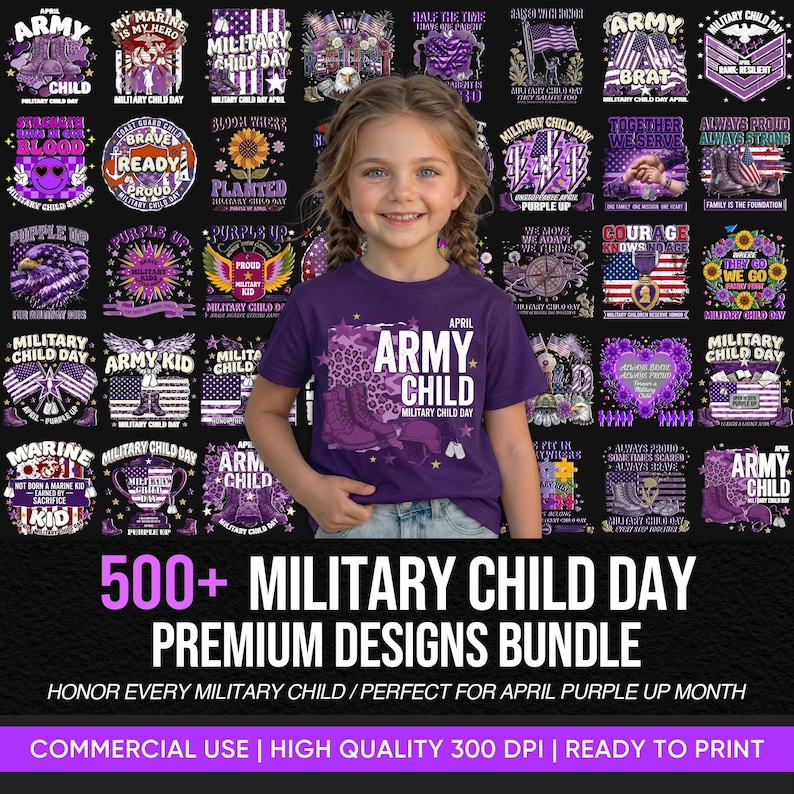 500+ PNG Bundle Military Child Day Png, Purple up Png, Military Kid ...