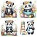 Watercolor Cute Easter Panda Clipart Bundle PNG, 20 PNG Cute Baby Panda ...