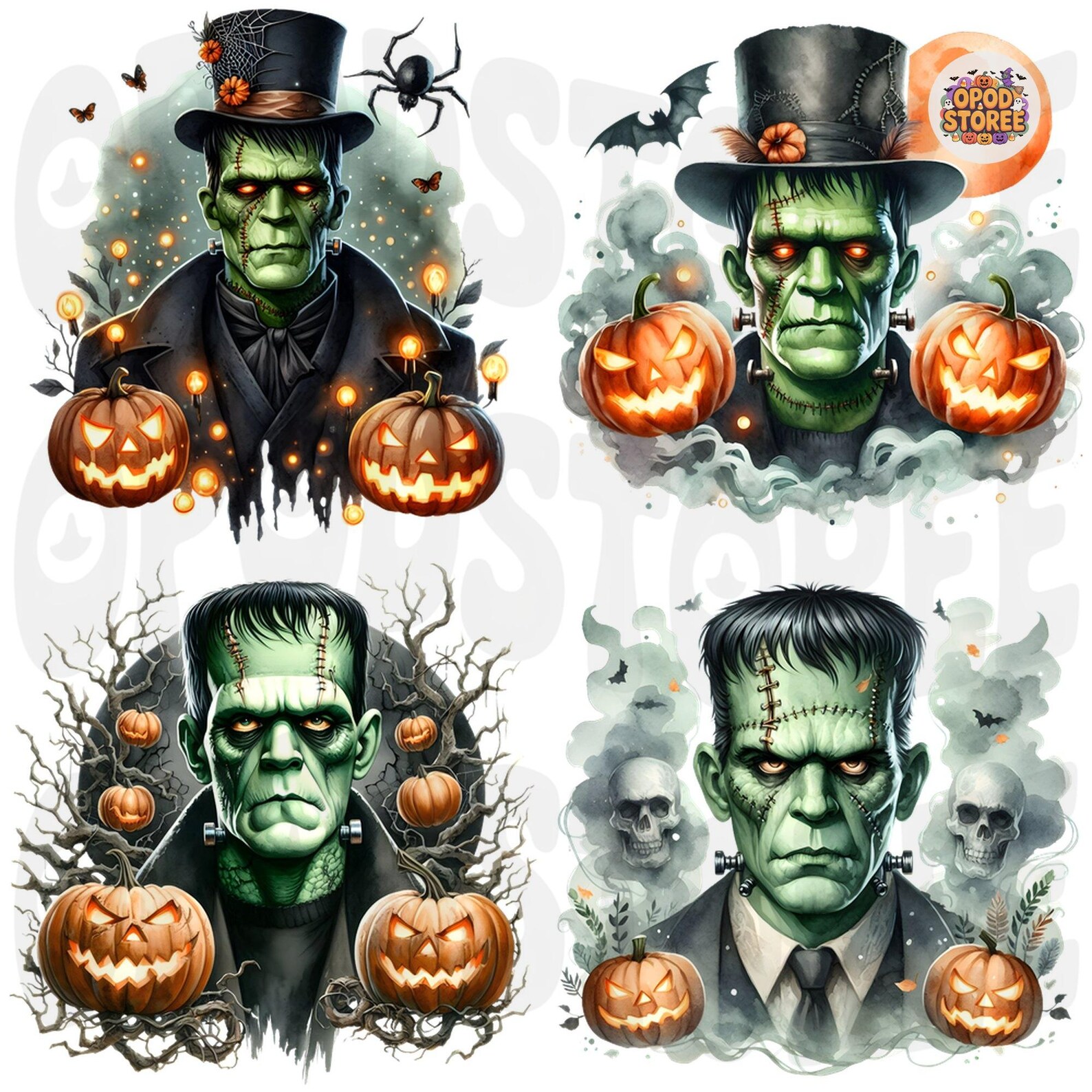 20+ Frankenstein Clipart Bundle, Monsters Png, Halloween Frankenstein ...
