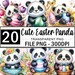 Watercolor Cute Easter Panda Clipart Bundle PNG, 20 PNG Cute Baby Panda ...