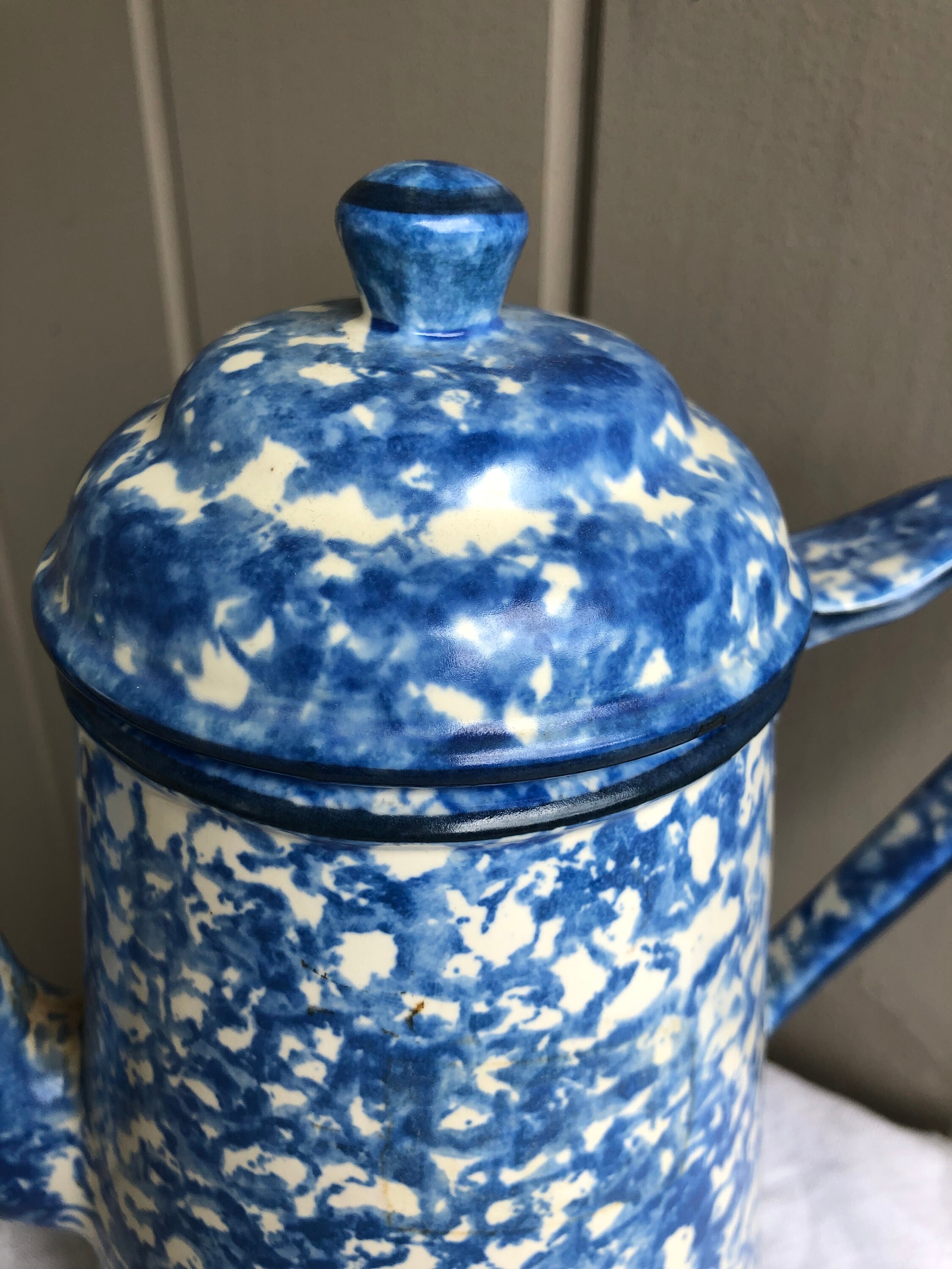 Stangl Blue and White Town and Country Coffee Pot Spongeware - Etsy