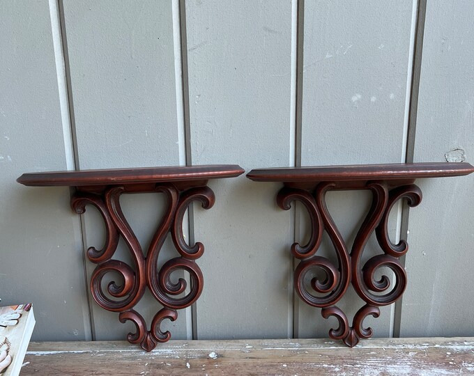 Vintage Pair Syroco Wood Scrolled Accent Shelves - Etsy
