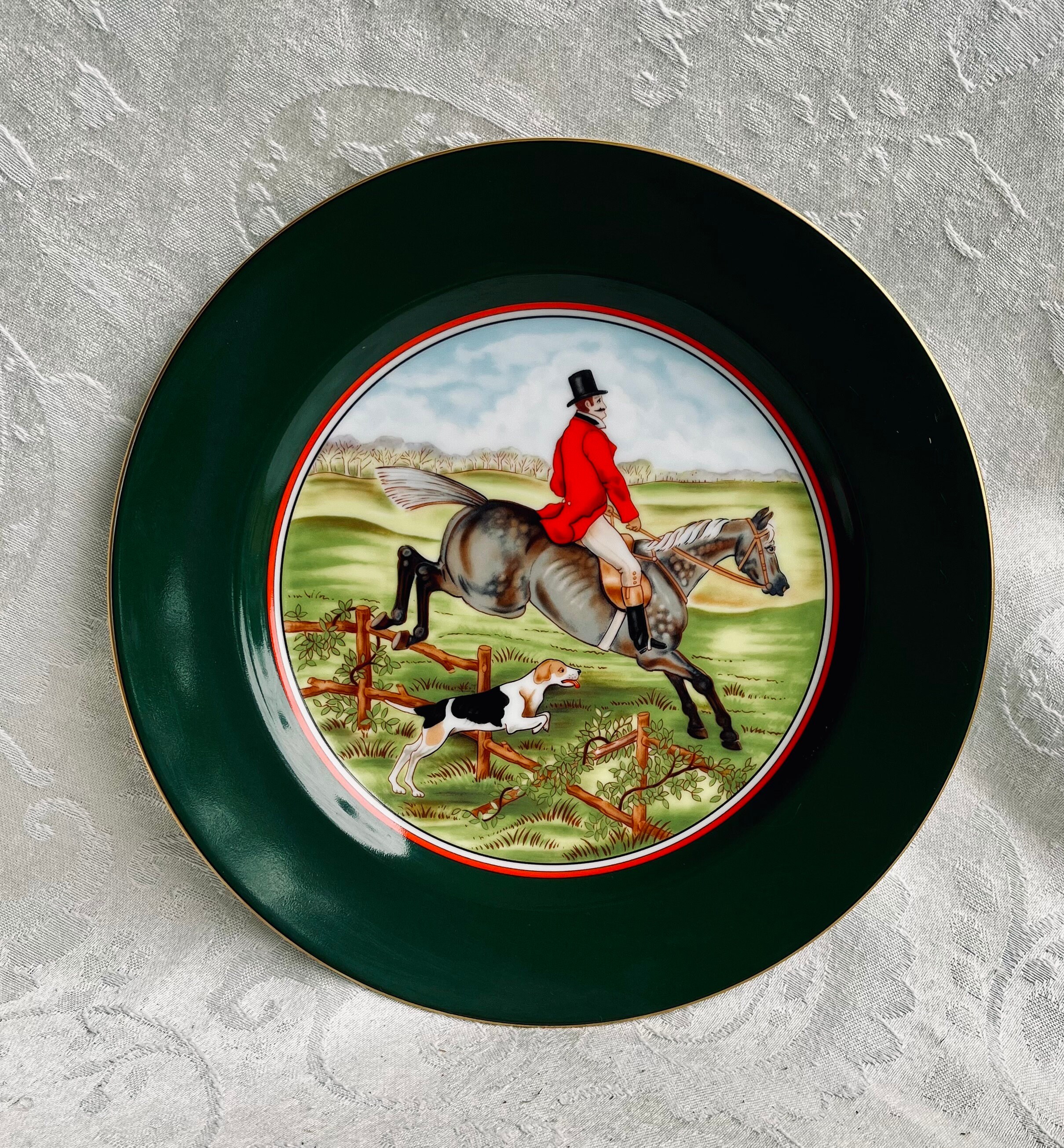 Fitz and Floyd Tally Ho Plate Equestrian Decor Fox Hunting Scene Plate ...