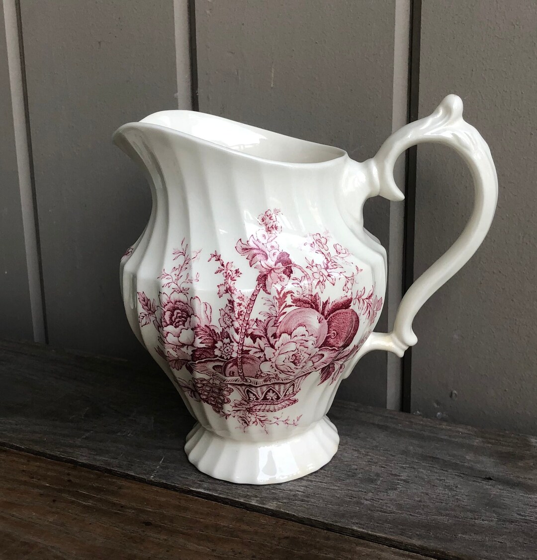 Vintage Pink Staffordshire Pitcher Made in England Pitcher bountiful ...