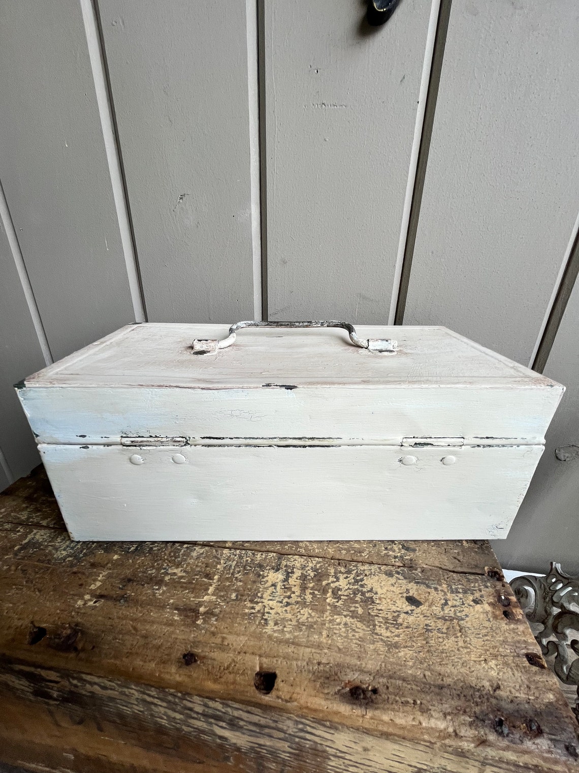 Painted Vintage Toolbox, Painted Metal Toolbox, Repurposed Metal ...