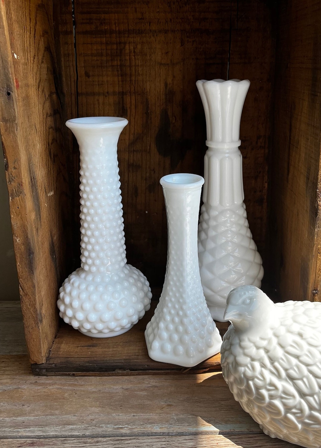 Milk Glass Bud Vases Set of 3 Milk Glass Vases White Farmhouse Wedding ...