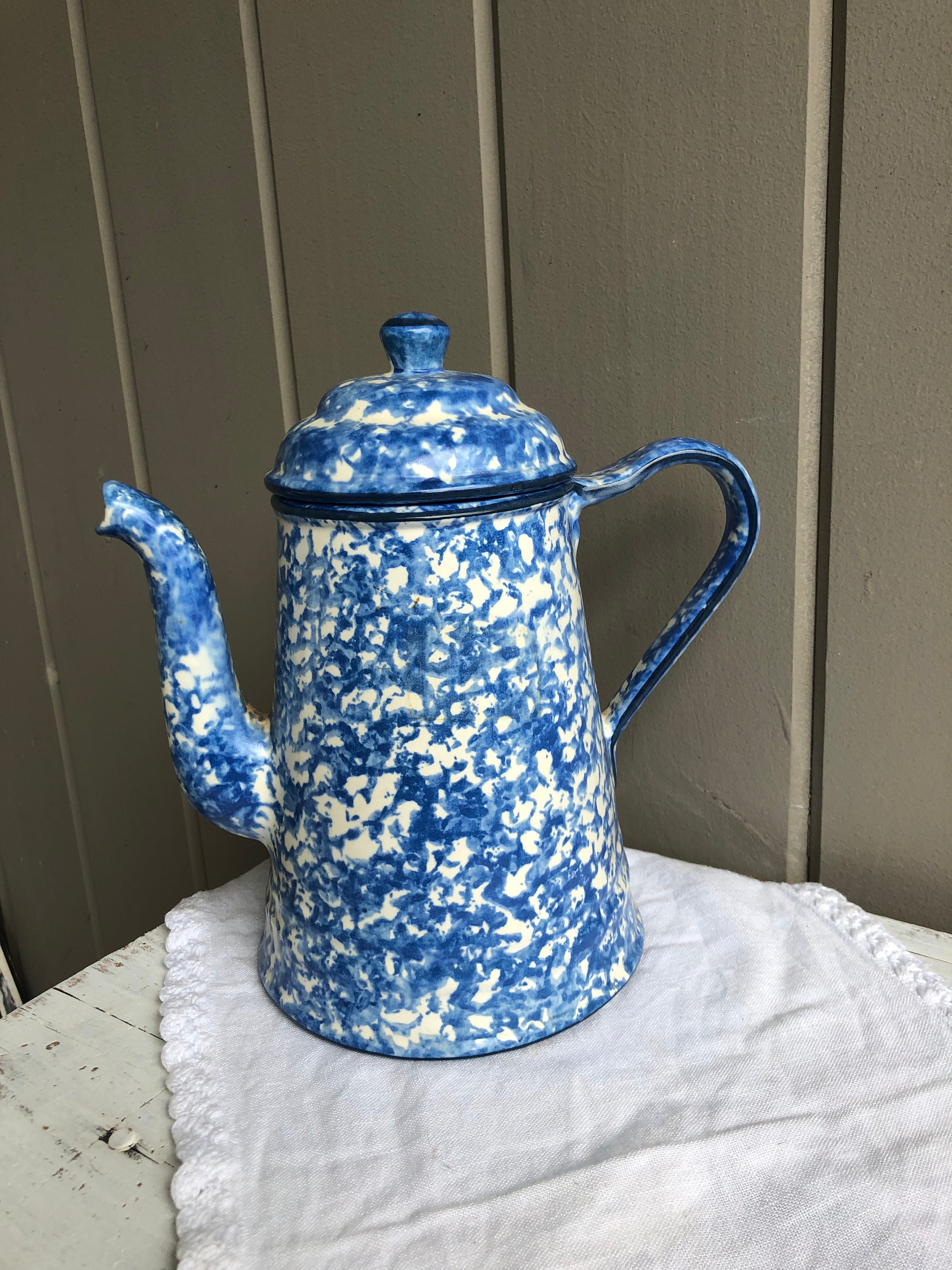 Stangl Blue and White Town and Country Coffee Pot Spongeware - Etsy