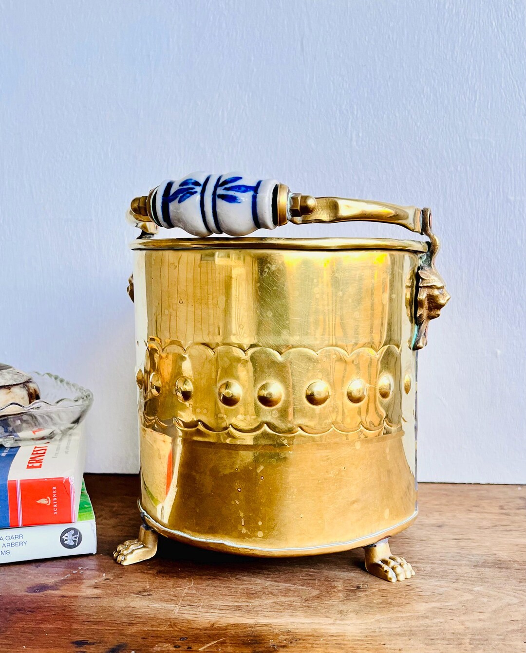 Vintage Brass Cachepot Pail With Handle Brass Cachepot Planter With ...