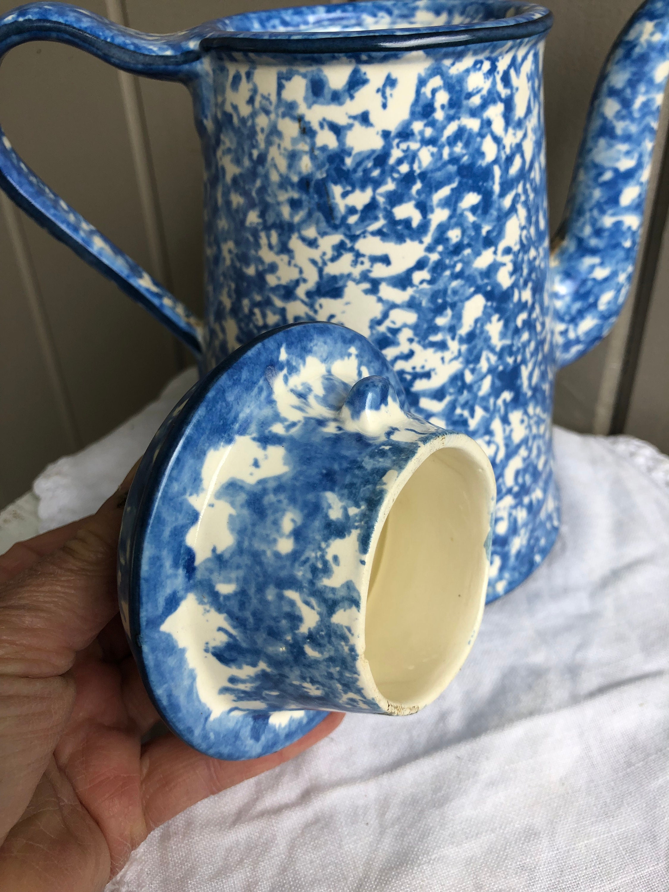 Stangl Blue and White Town and Country Coffee Pot Spongeware - Etsy
