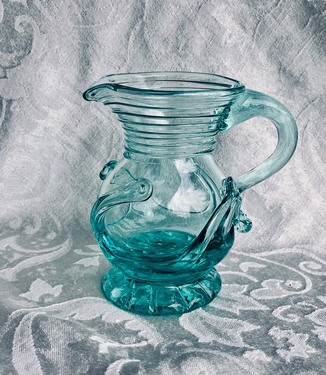 Lily Pad Pitcher From Liberty Village Vintage Aqua Blue Lily Pad Glass ...