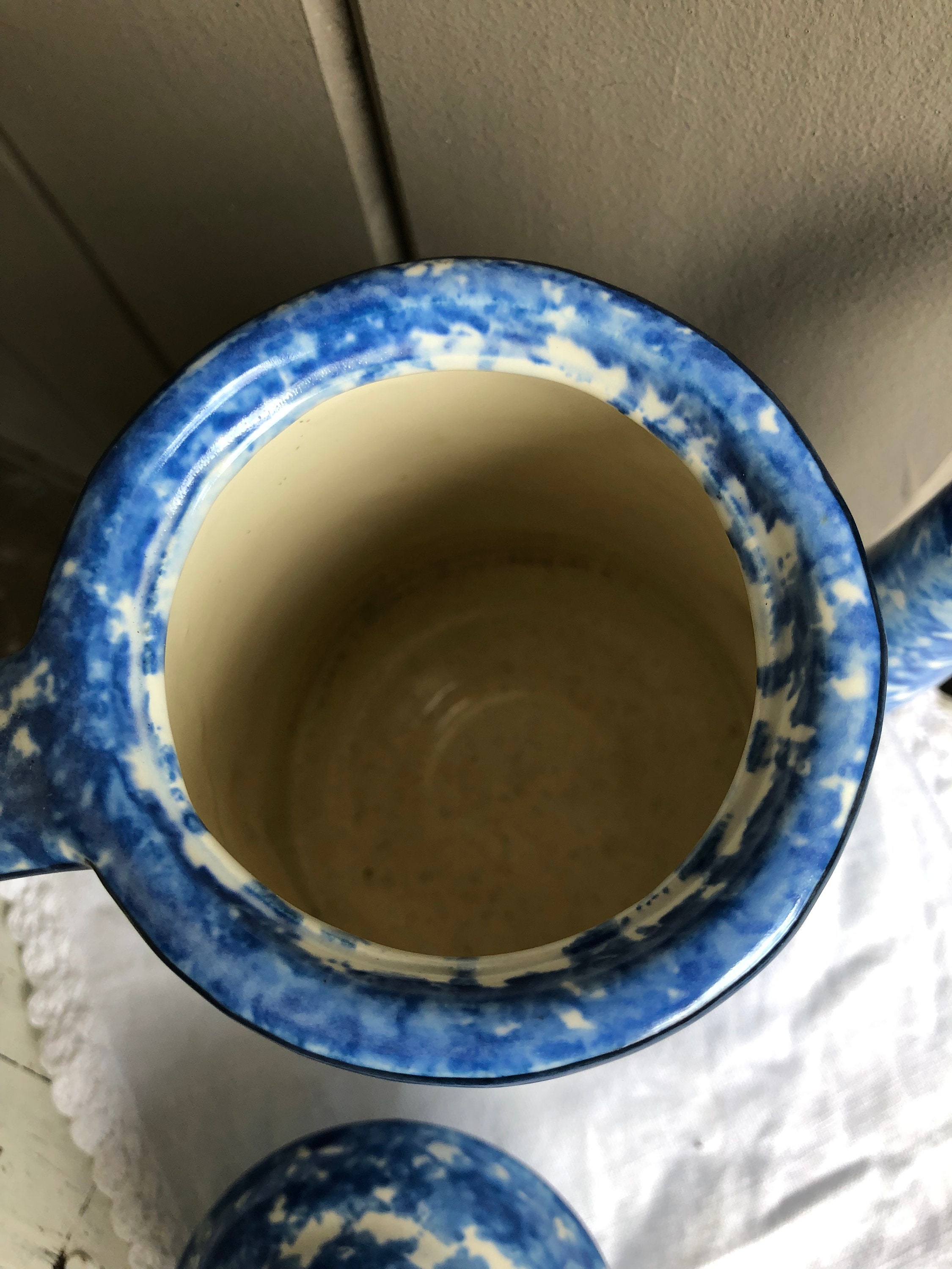 Stangl Blue and White Town and Country Coffee Pot Spongeware - Etsy