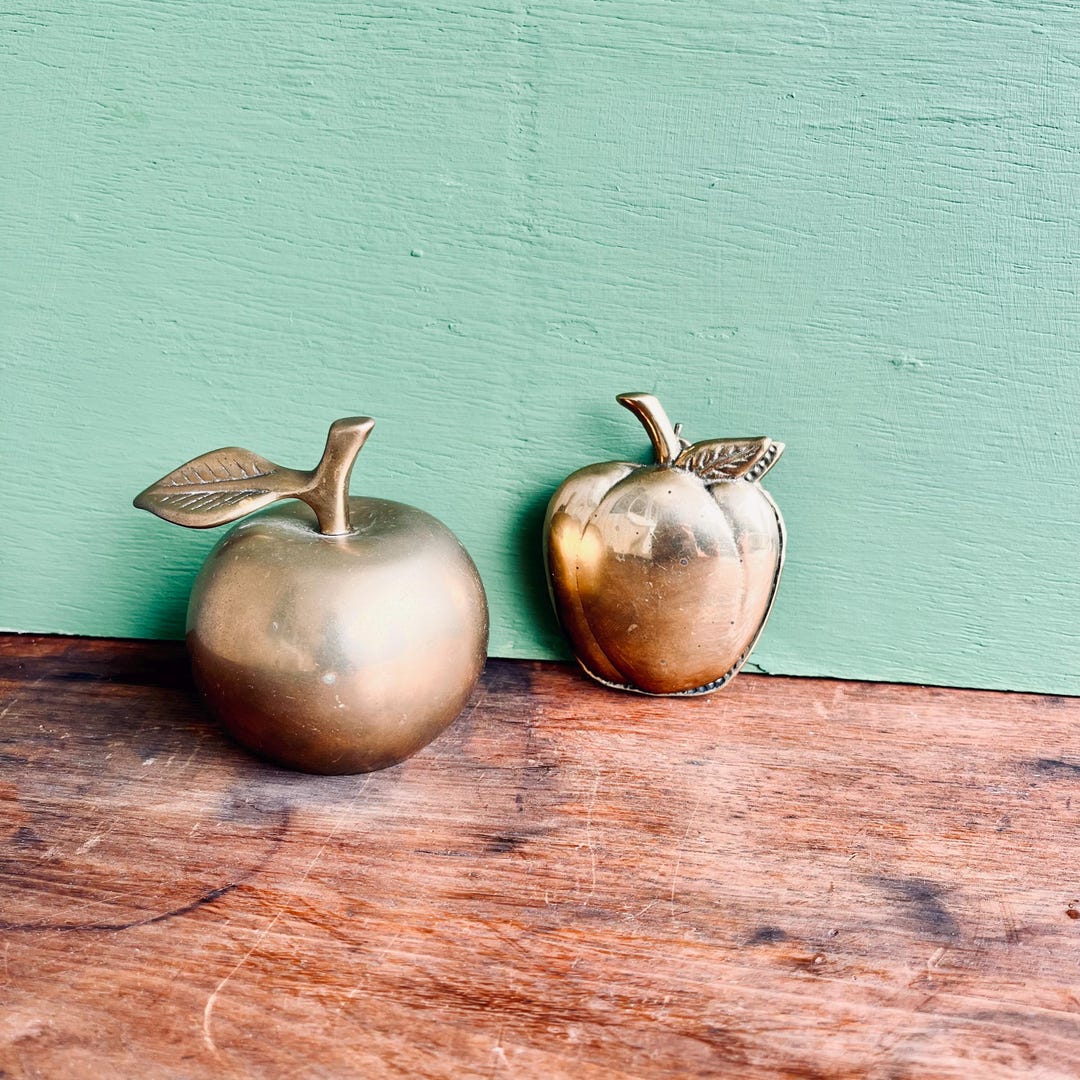 Vintage Brass Apple Desk Acceories Brass Apple Bell Brass Apple Note ...